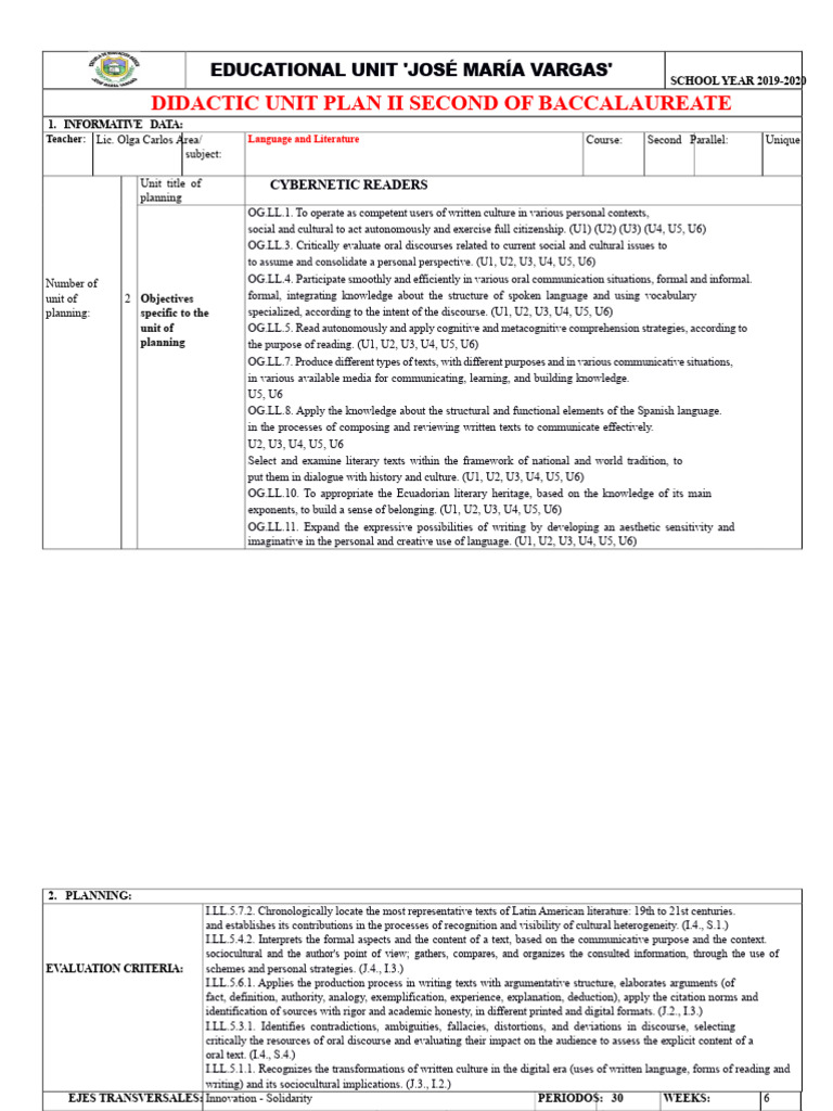 Block 2 Unit Second of Bachelor Language and Literature | PDF | Reading ...