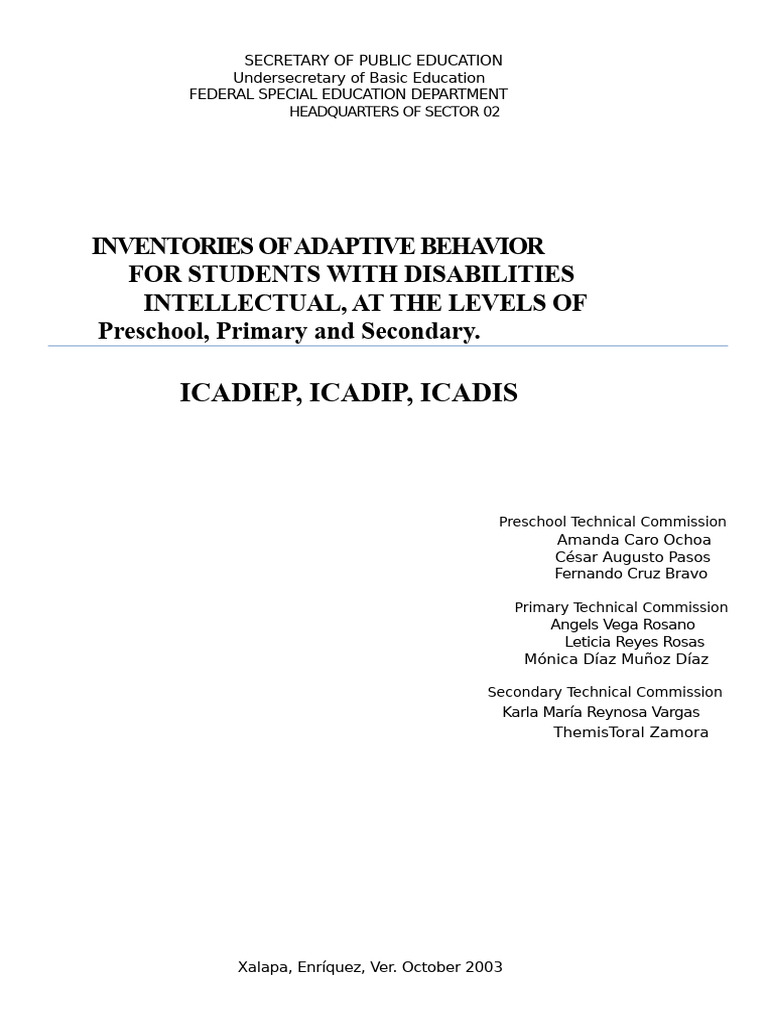 Adaptive Behavior Inventories for Disabilities | PDF | Intellectual ...