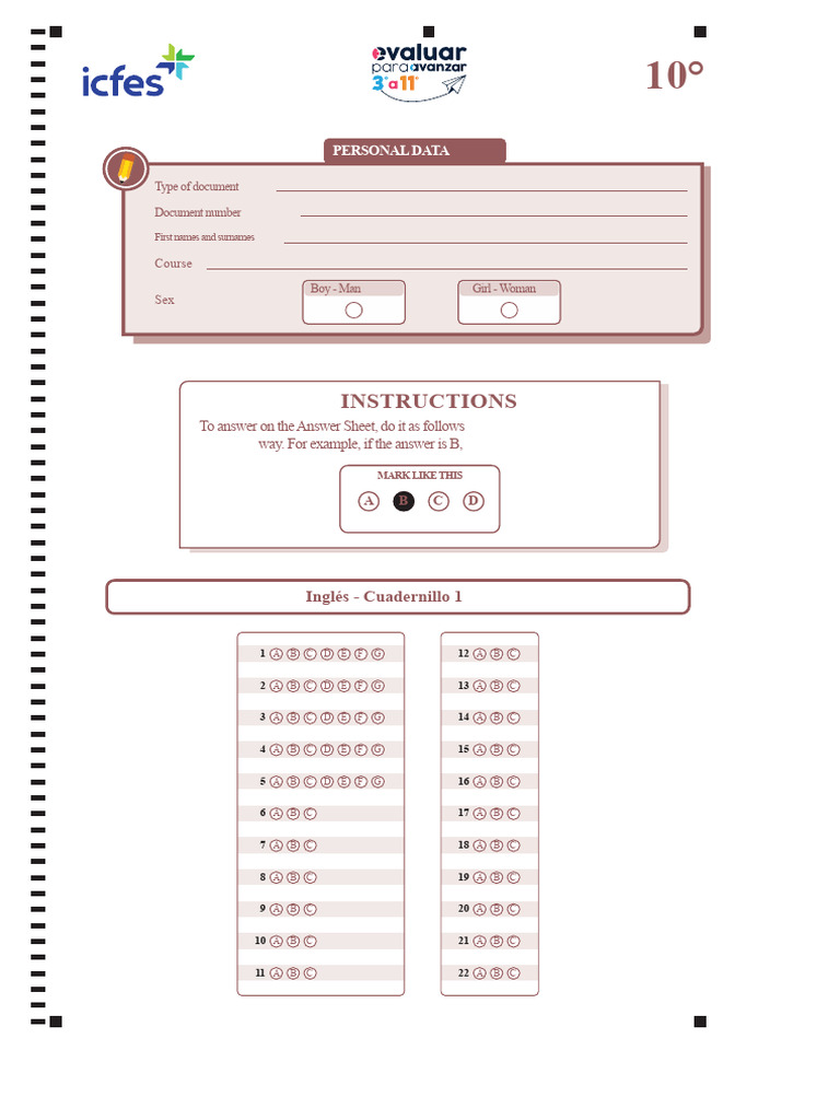 Answer Sheet English Workbook 10 1 | PDF