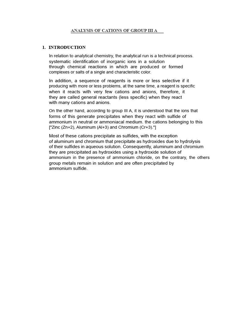 ANALYSIS OF CATIONS OF GROUP III A.docx | PDF | Ammonium | Hydroxide