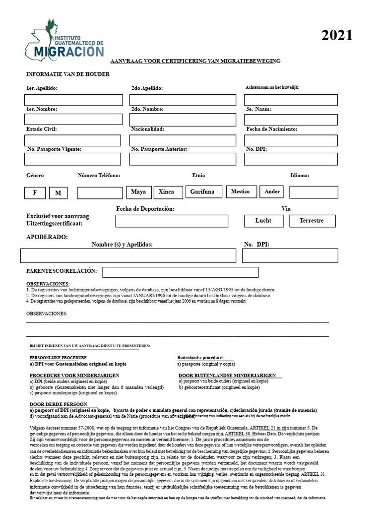 Formulier Migratiebewegingen | PDF