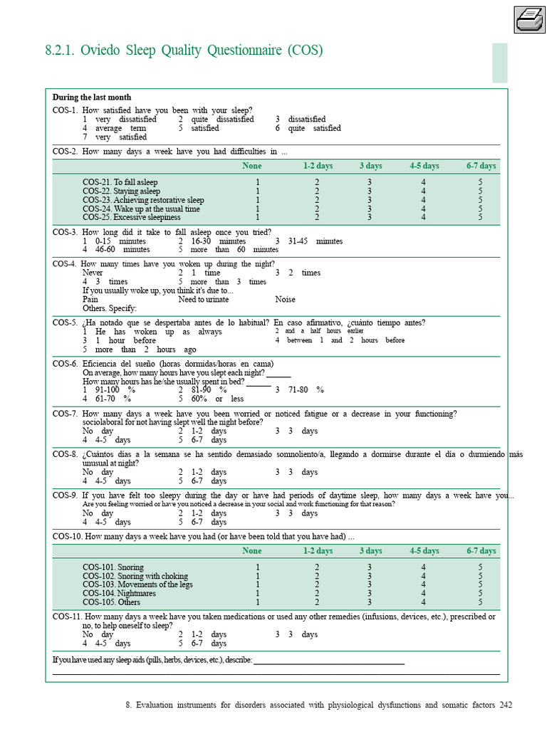 Oviedo Sleep Quality Questionnaire | PDF | Sleep | Snoring