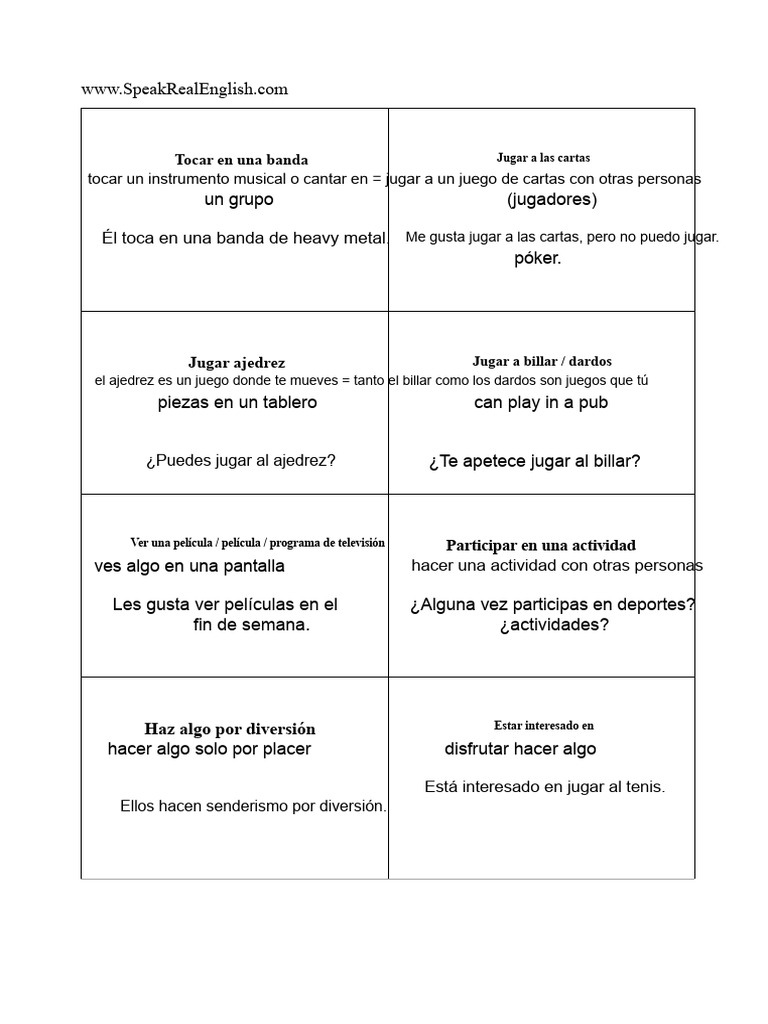 Actividades de tiempo libre | PDF