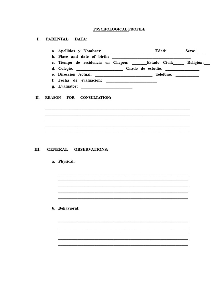 Psychological Profile | PDF