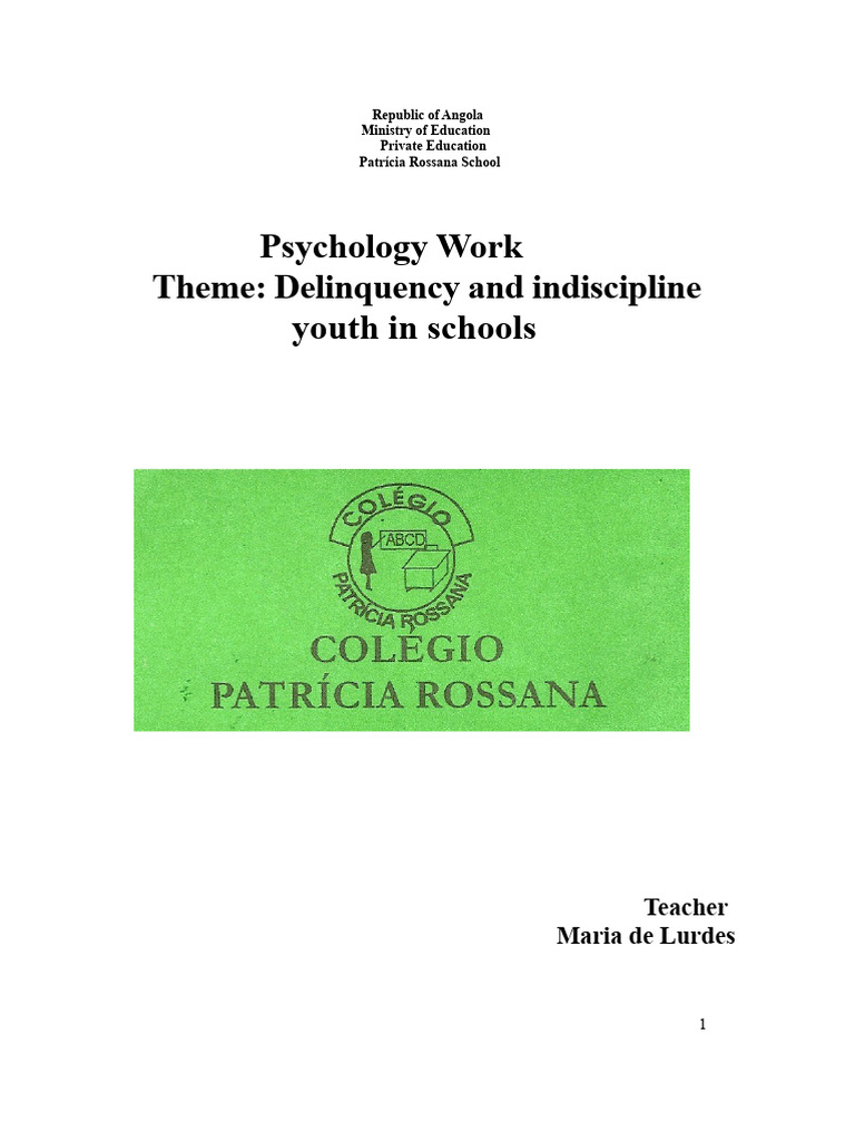Delinquency and Juvenile Indiscipline in Schools | PDF | Juvenile ...