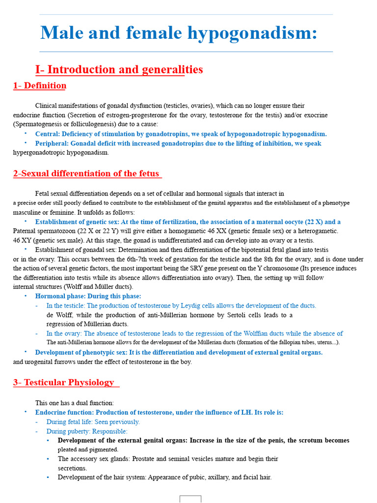 Male and Female Hypogonadism | PDF | Menstrual Cycle | Luteinizing Hormone