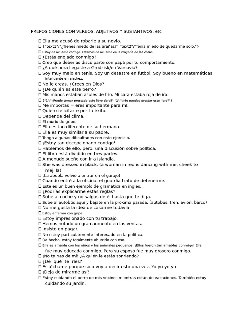 Preposiciones con verbos | PDF