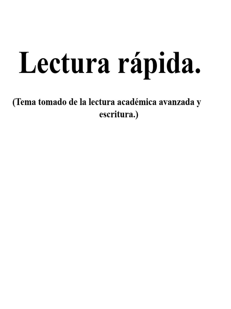 Lectura rápida. (1) | PDF | Lectura veloz