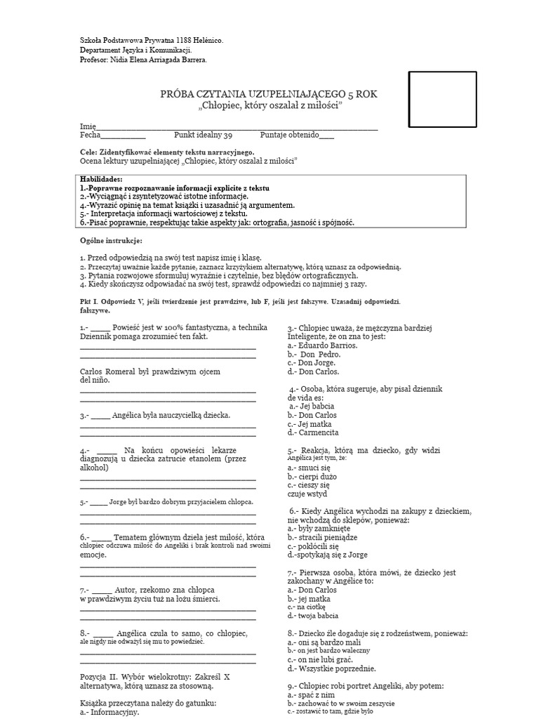 Próbka El Niño Que Enloquecio de Amor. | PDF