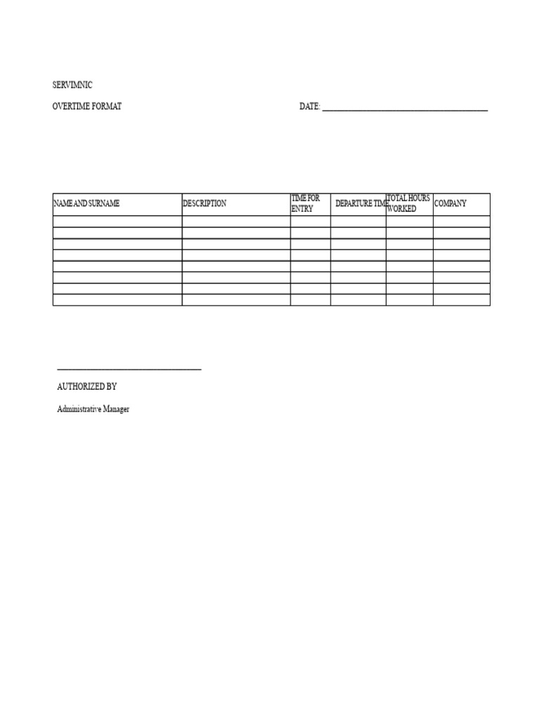 Extra Time Format Word | PDF