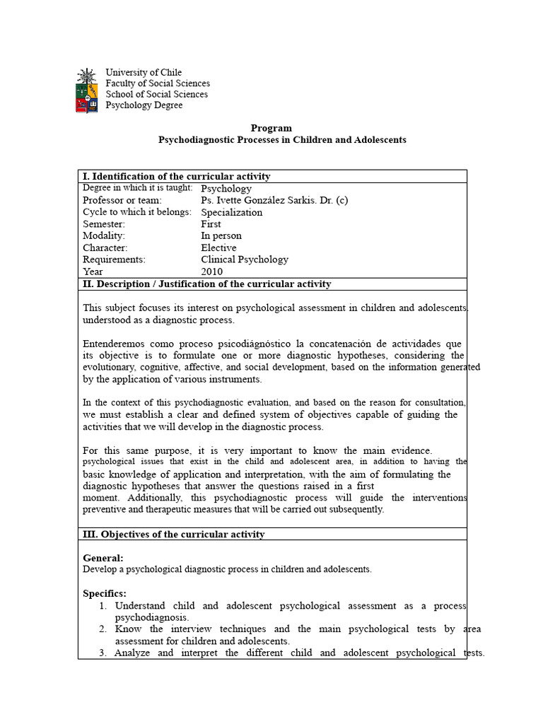 psychodiagnostic process in children and adolescents | PDF | Psychology ...