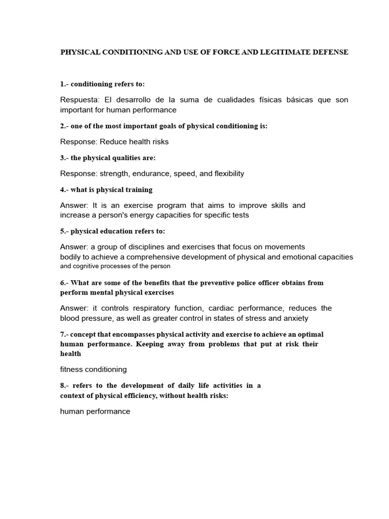 Physical Conditioning and Use of Force and Legitimate Defense | PDF ...