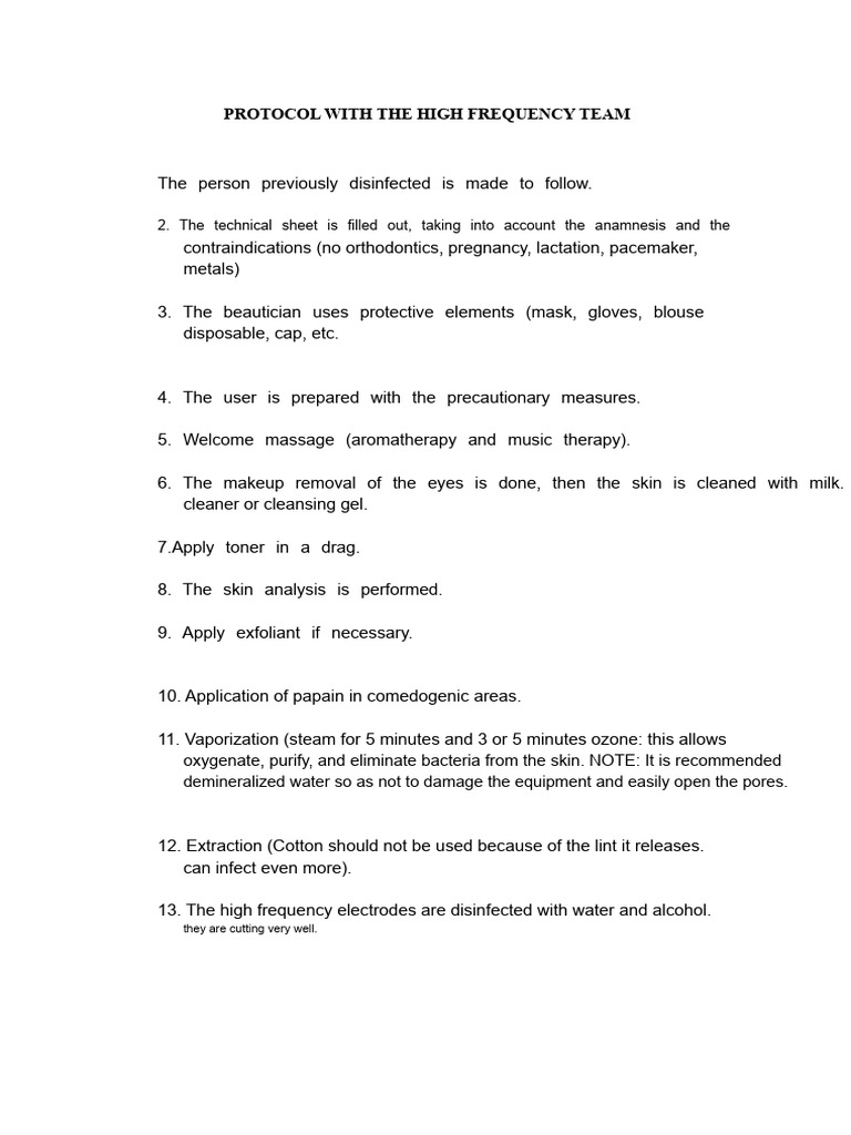 Protocol With The High Frequency and Ionization Team | PDF