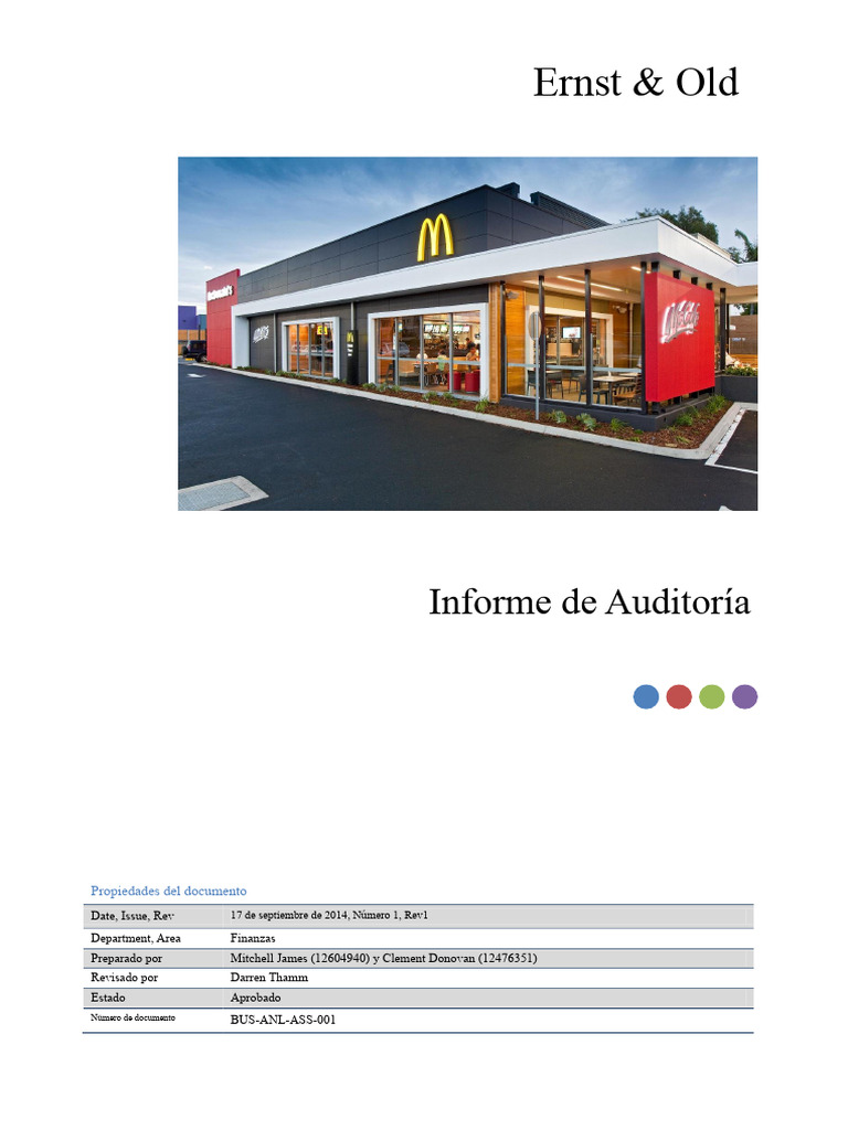 Asignación de Auditoría McDonald's | PDF | Auditoría | Dinero