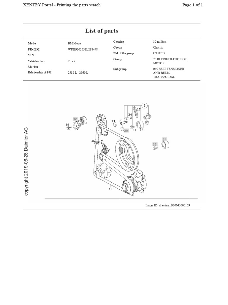 Mercedes 4661KGX Truck Belt Accessories Schema | PDF