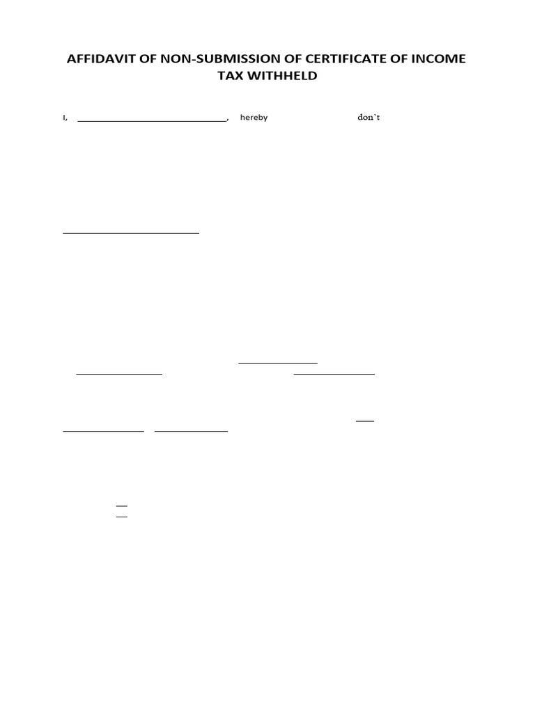 Affidavit of Non-Submission of 2316 (With No Previous Employer) Year ...