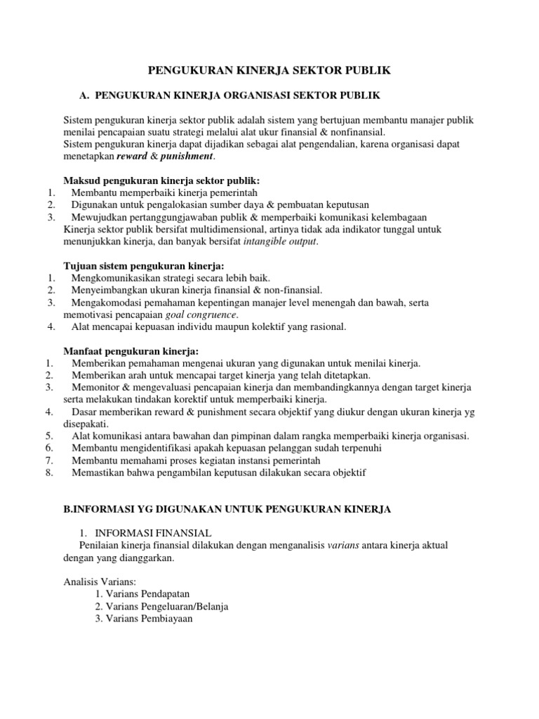 Pengukuran Kinerja Sektor Publik | PDF
