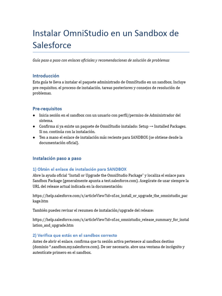 Guia Instalacion OmniStudio Sandbox | PDF | Informática | Software