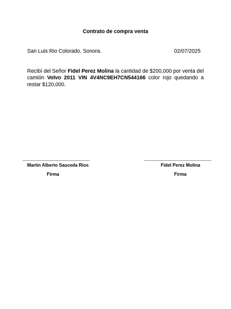 Contrato de Compra Venta | PDF