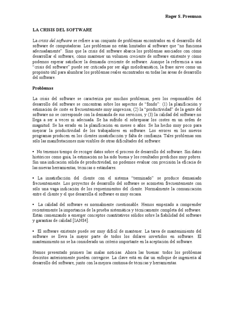 Ensayo Pressman Crisis Del Software | PDF | Business