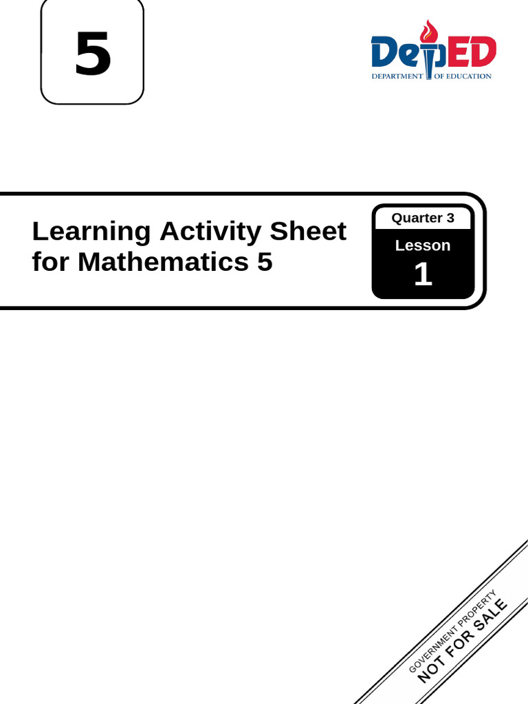 Math 5 Learning Activity Sheet Q3 | PDF