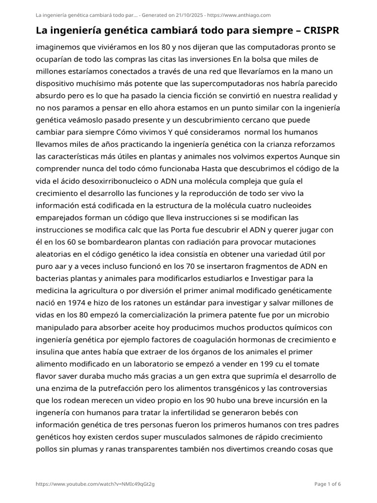 La Ingenier A Gen Tica Cambiar-21!10!2025 | PDF | Virus | Adn