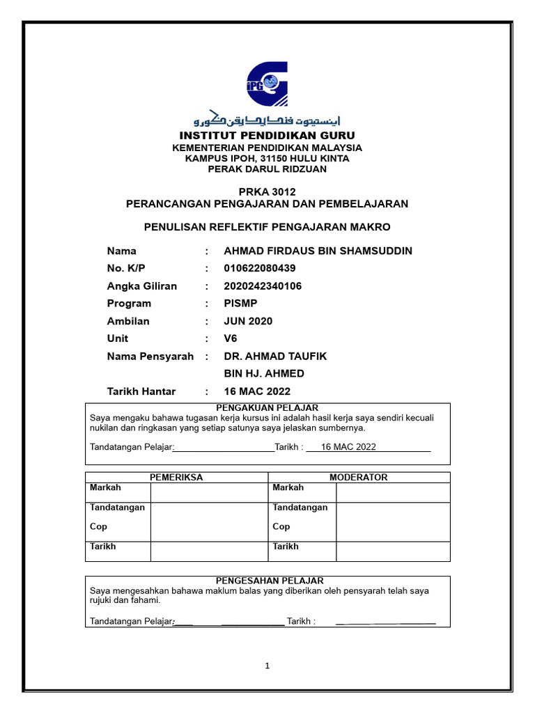 Penulisan Reflektif en Taufik | PDF
