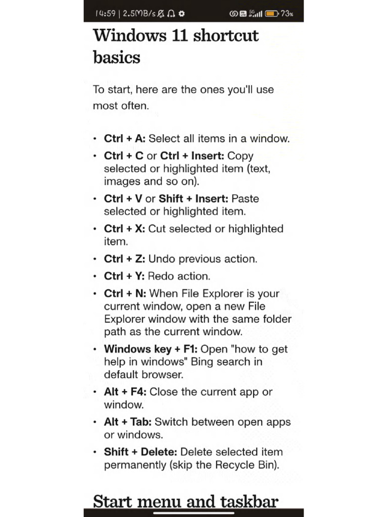 Windows 11 70+ Shortcuts | PDF