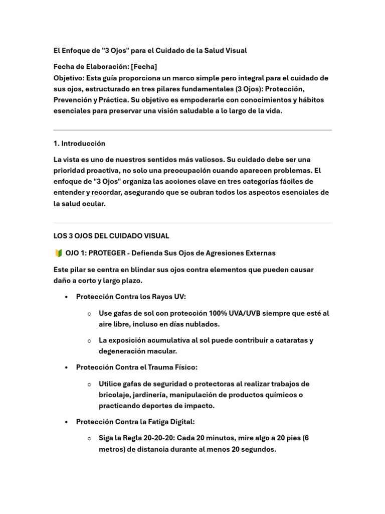 Cuidado Visual: Enfoque de 3 Ojos | PDF | Ojo humano | Percepción visual