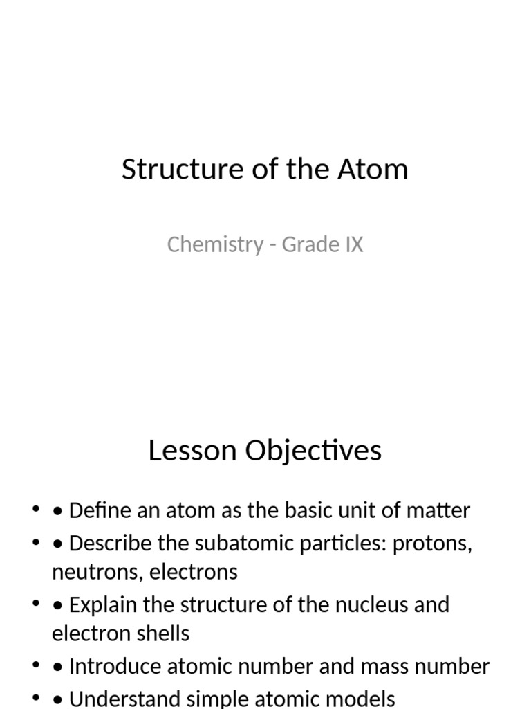 Understanding Atomic Structure in Chemistry | PDF