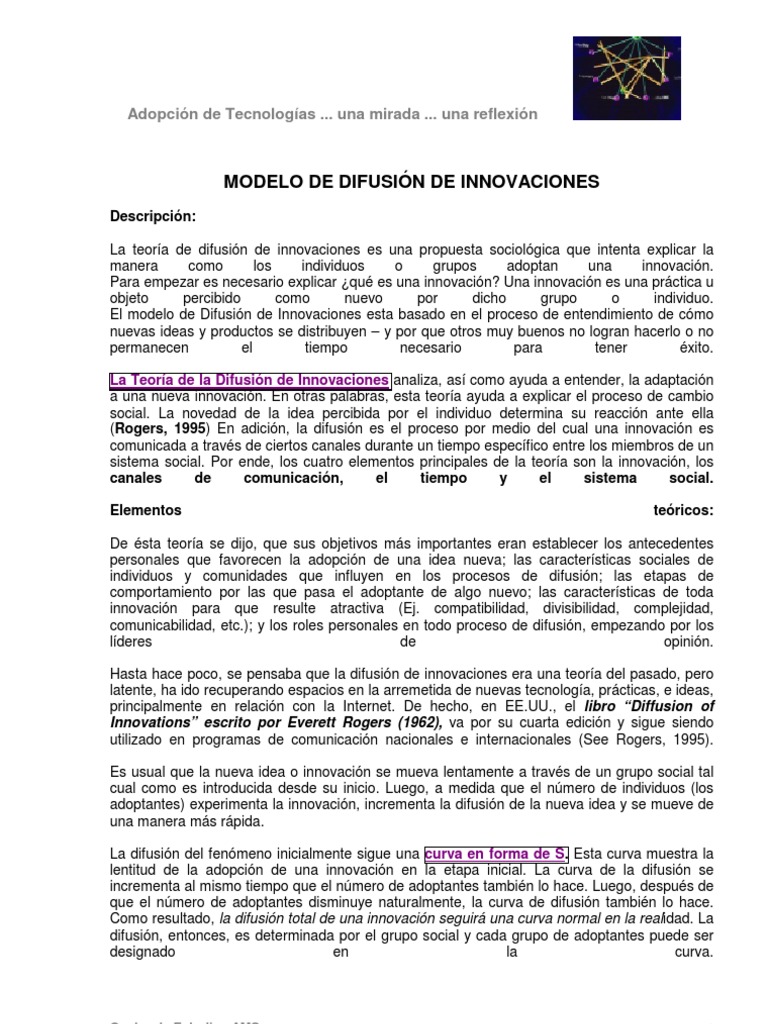 Teoría de La Difusión de Innovaciones - Hagerstrand | PDF | Innovación ...