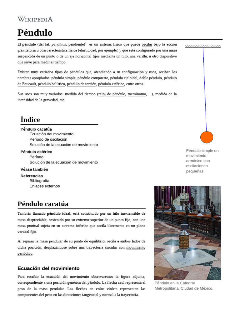Péndulo | PDF | Péndulo | Mecánica