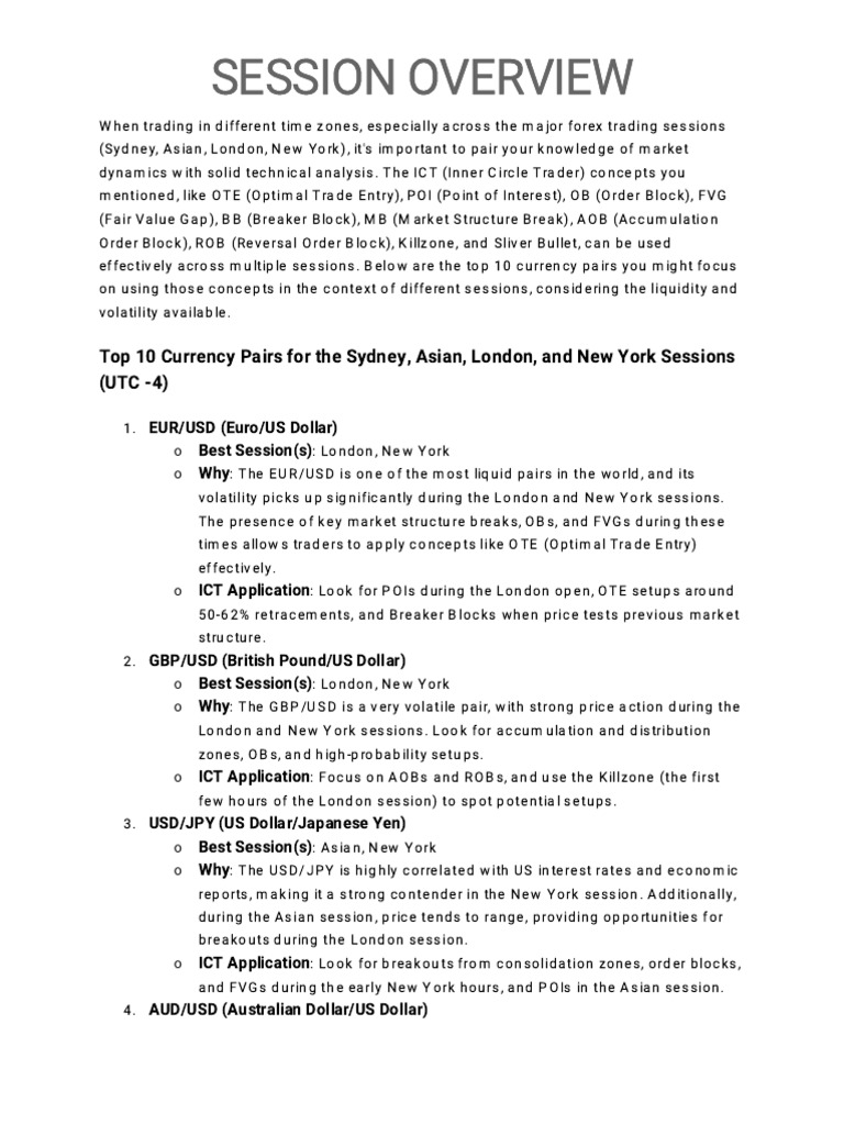 Top Currency Pairs by Trading Session | PDF | Numismatics | Financial ...