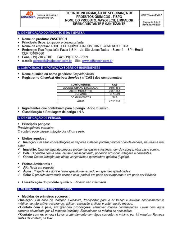Desincrustante acido | PDF | Desperdício | Incineração