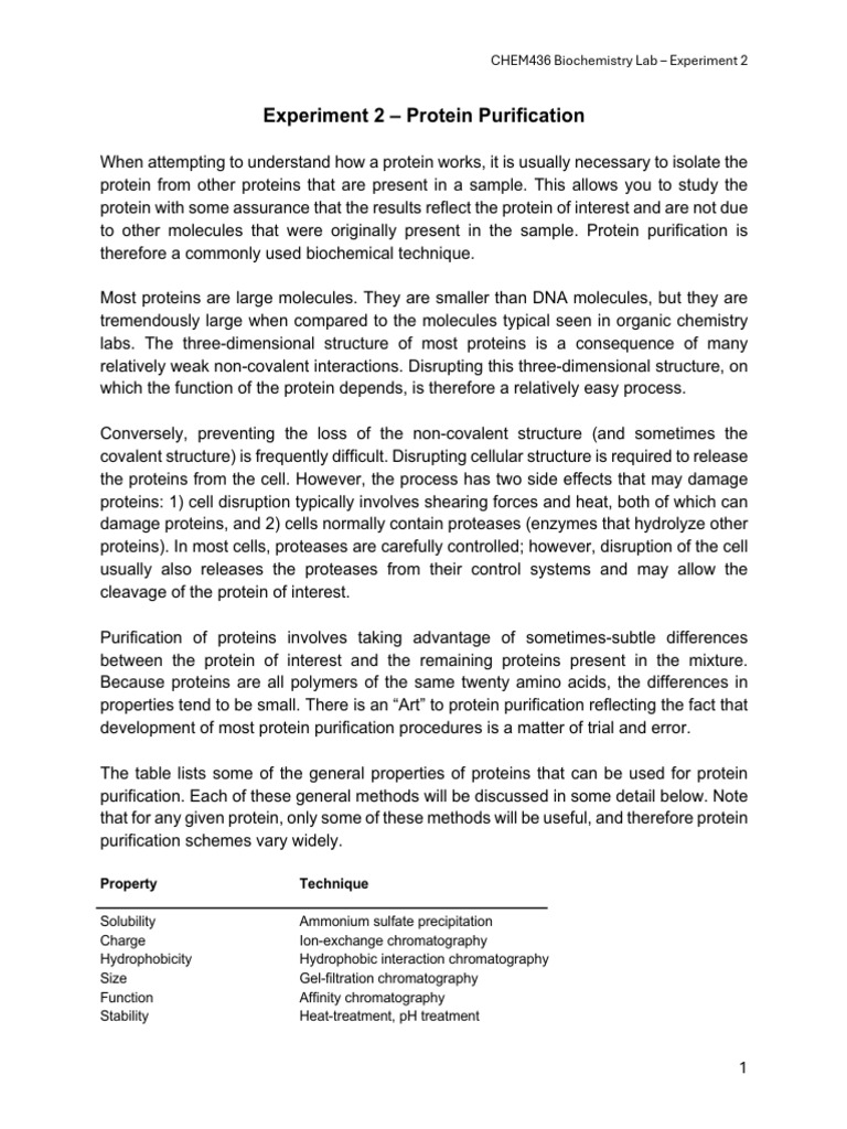 Experiment 2 | PDF | Protein Purification | Chromatography
