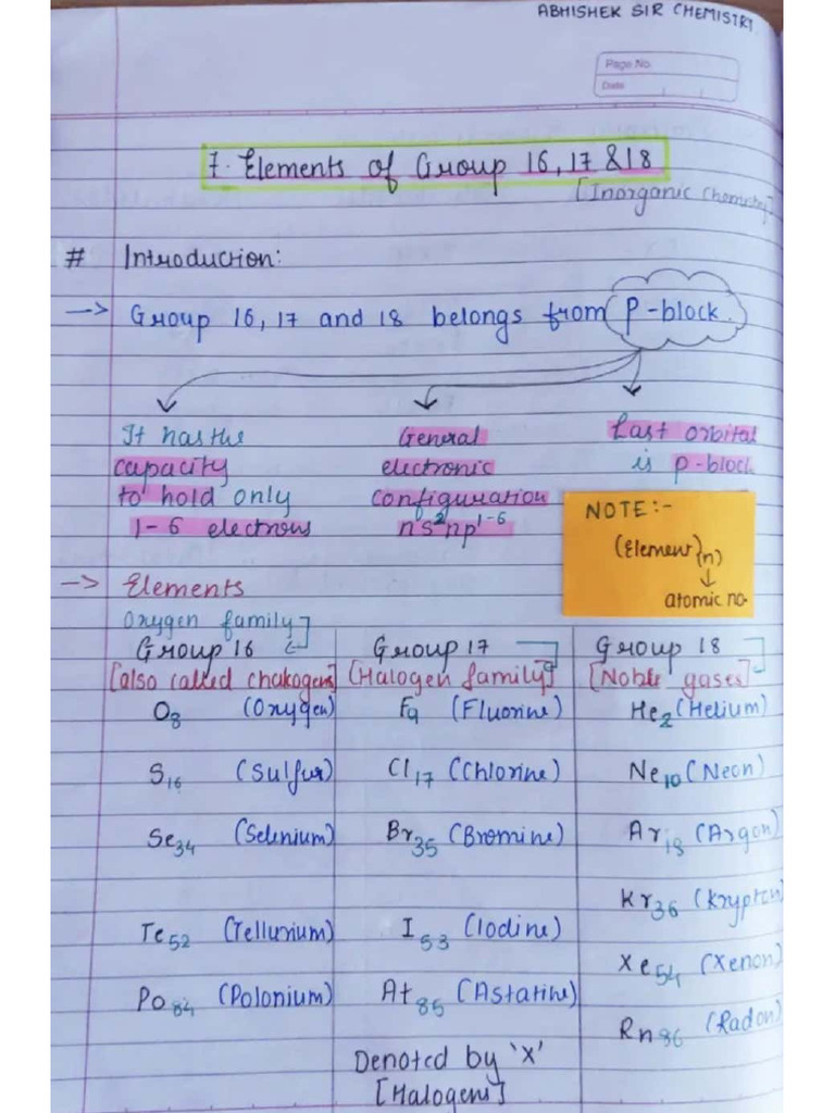 Elements of Group 13 14 & 16 - Notes by Asc | PDF