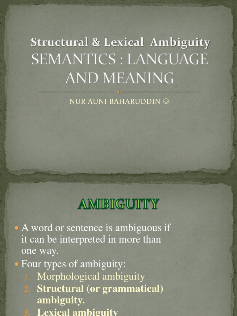Lexical and Structural Ambiguity | PDF | Ambiguity | Lexical Semantics