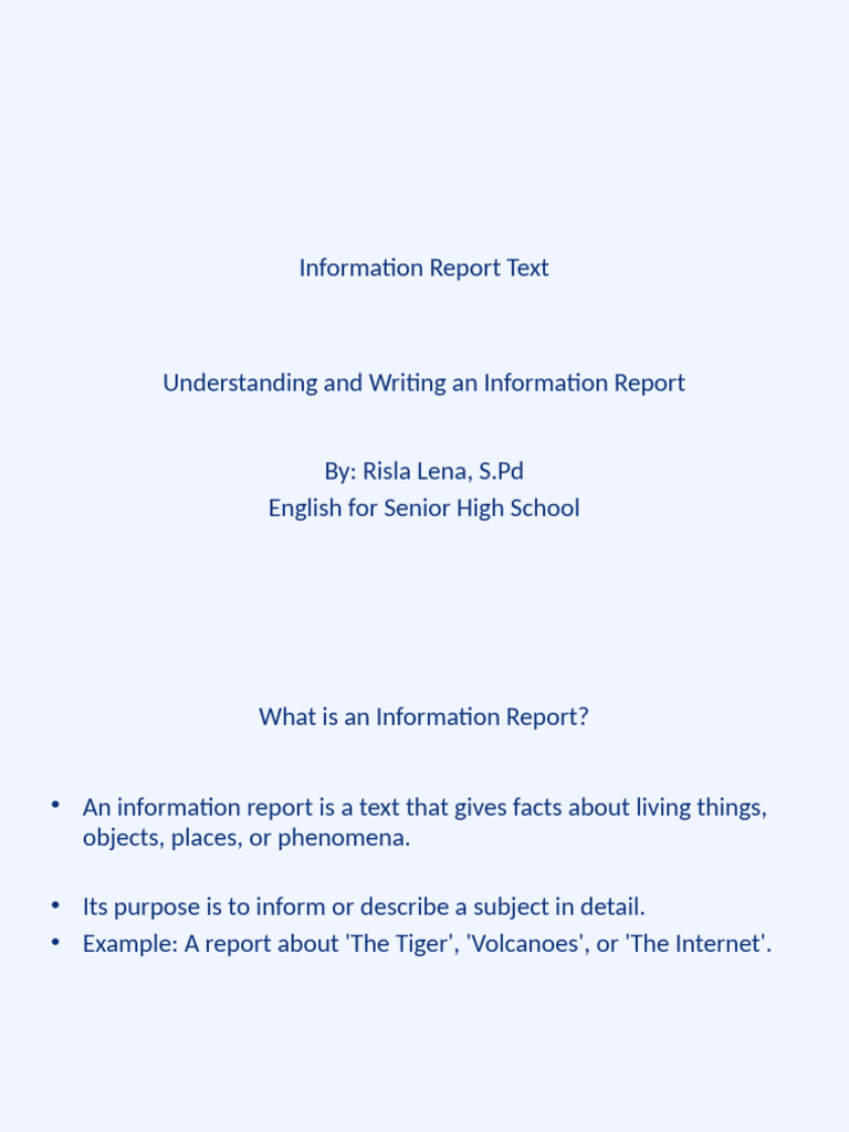 Information Report | PDF | Information | Tiger