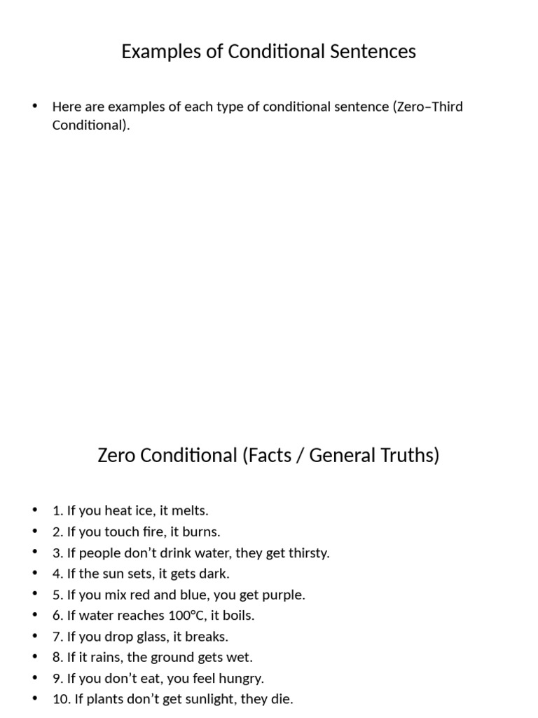 Conditional Sentence Examples Explained | PDF