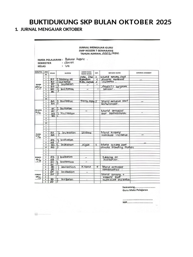 SEPTEMBER DOKUMEN KELENGKAPAN SKP 2025 | PDF