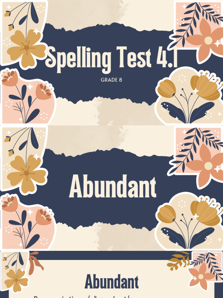Grade 9 Spelling Test 4.1-4.3 | PDF | Part Of Speech | Adjective