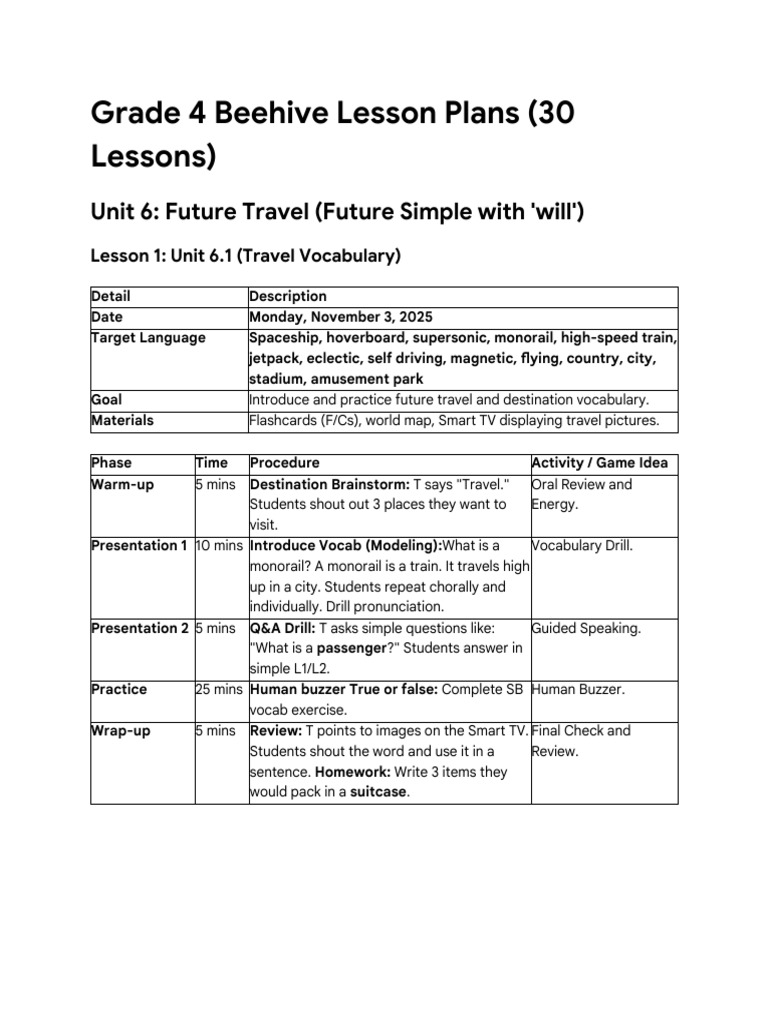 Grade 4 Beehive Lesson Plans | PDF | Adverb | Vocabulary