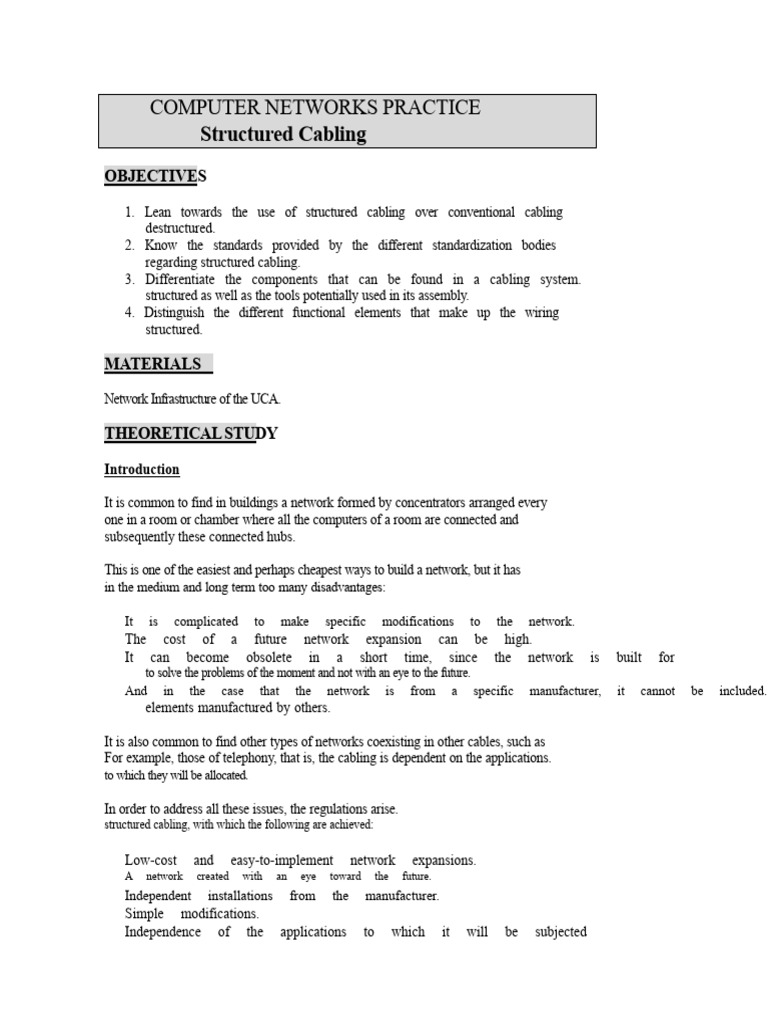 Structured Cabling Practice PDF | PDF | Computer Network | Electrical Connector