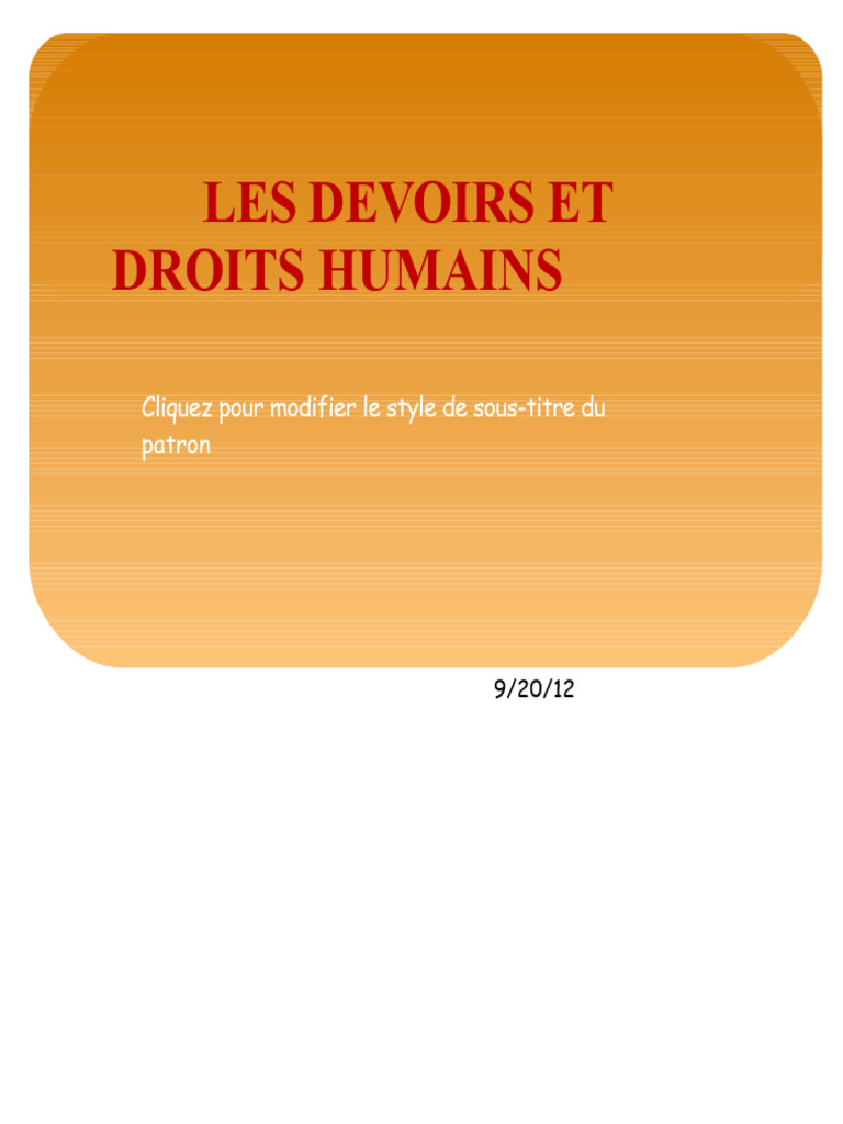Devoirs et Droits de l'Homme | PDF | Droits de l'homme | Dignité