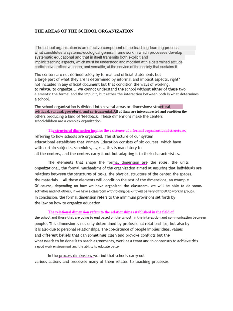 Understanding School Organization Dimensions | PDF | Institution ...