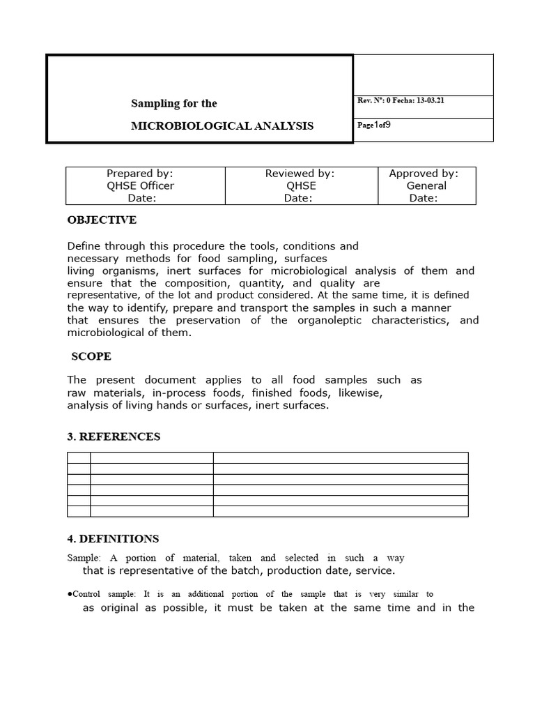 Microbiological Sampling Procedure Guide | PDF | Microorganism ...