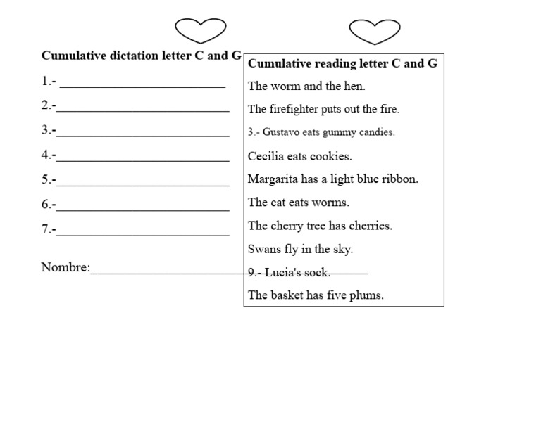 Cumulative Dictation Letters C and G | PDF