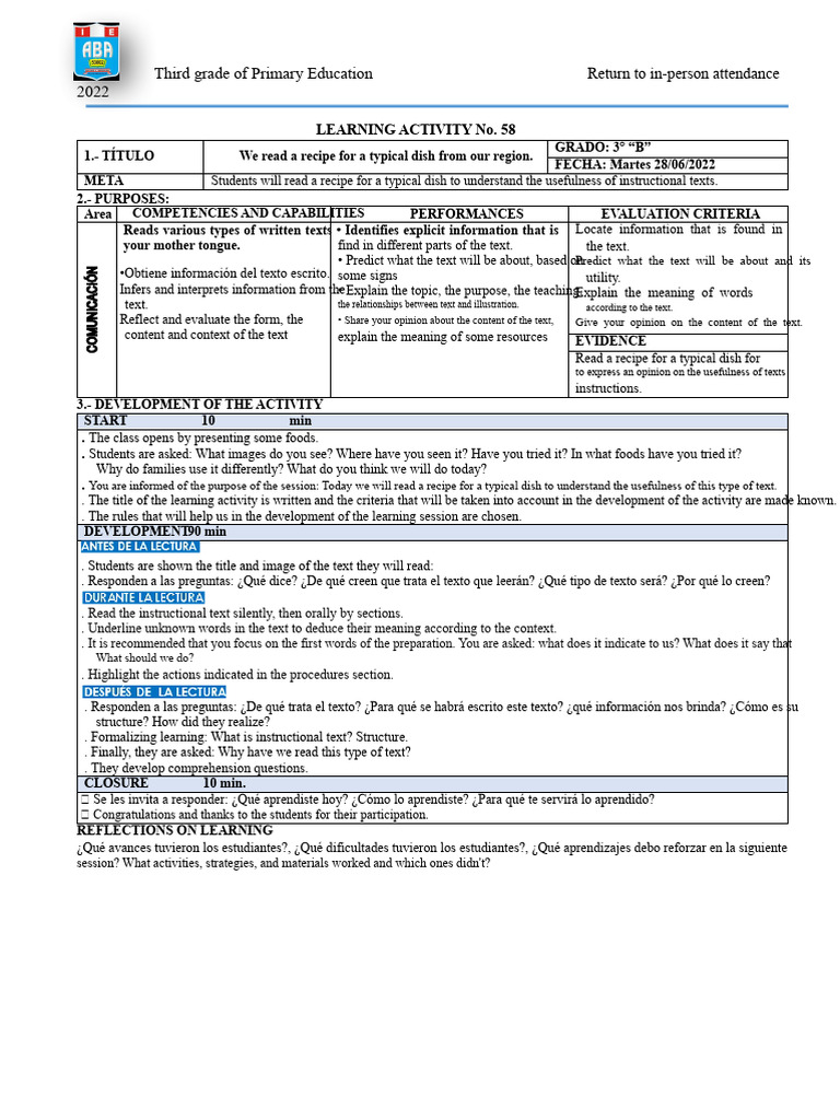 We Read A Recipe For A Typical Dish From The Region. | PDF ...