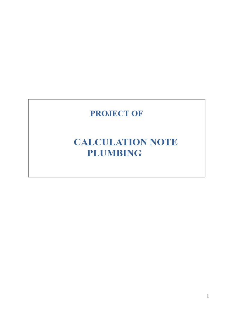 Plumbing Calculation Note | PDF | Tap (Valve) | Sink