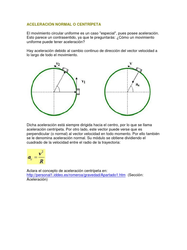 Aceleración Normal o Centrípeta | PDF | Aceleración | Fuerza